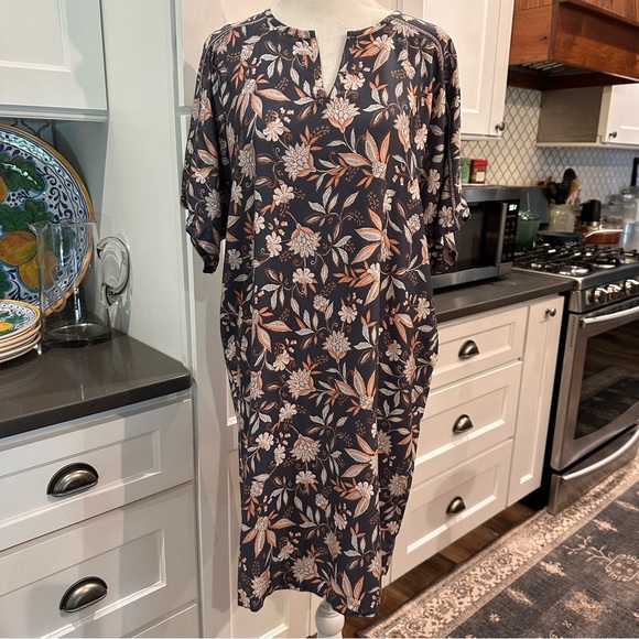J. Jill | Dresses | J Jill Pure Jill Gray Peach Floral Shirt Dress S ...